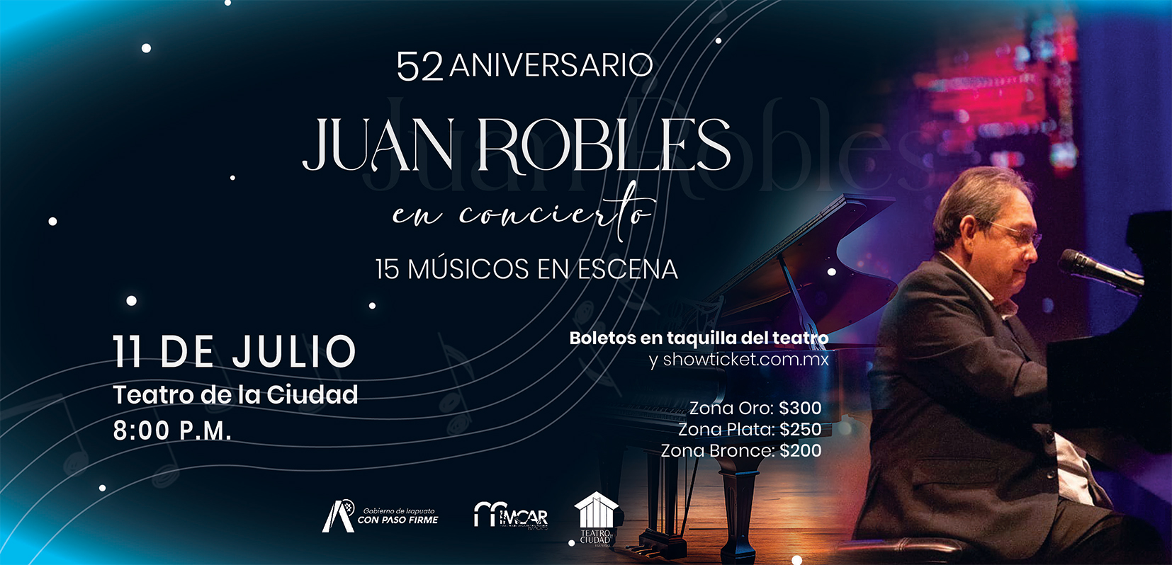 Boletos | "52 Aniversario Juan Robles en Concierto" Irapuato 2024 | www.showticket.com.mx