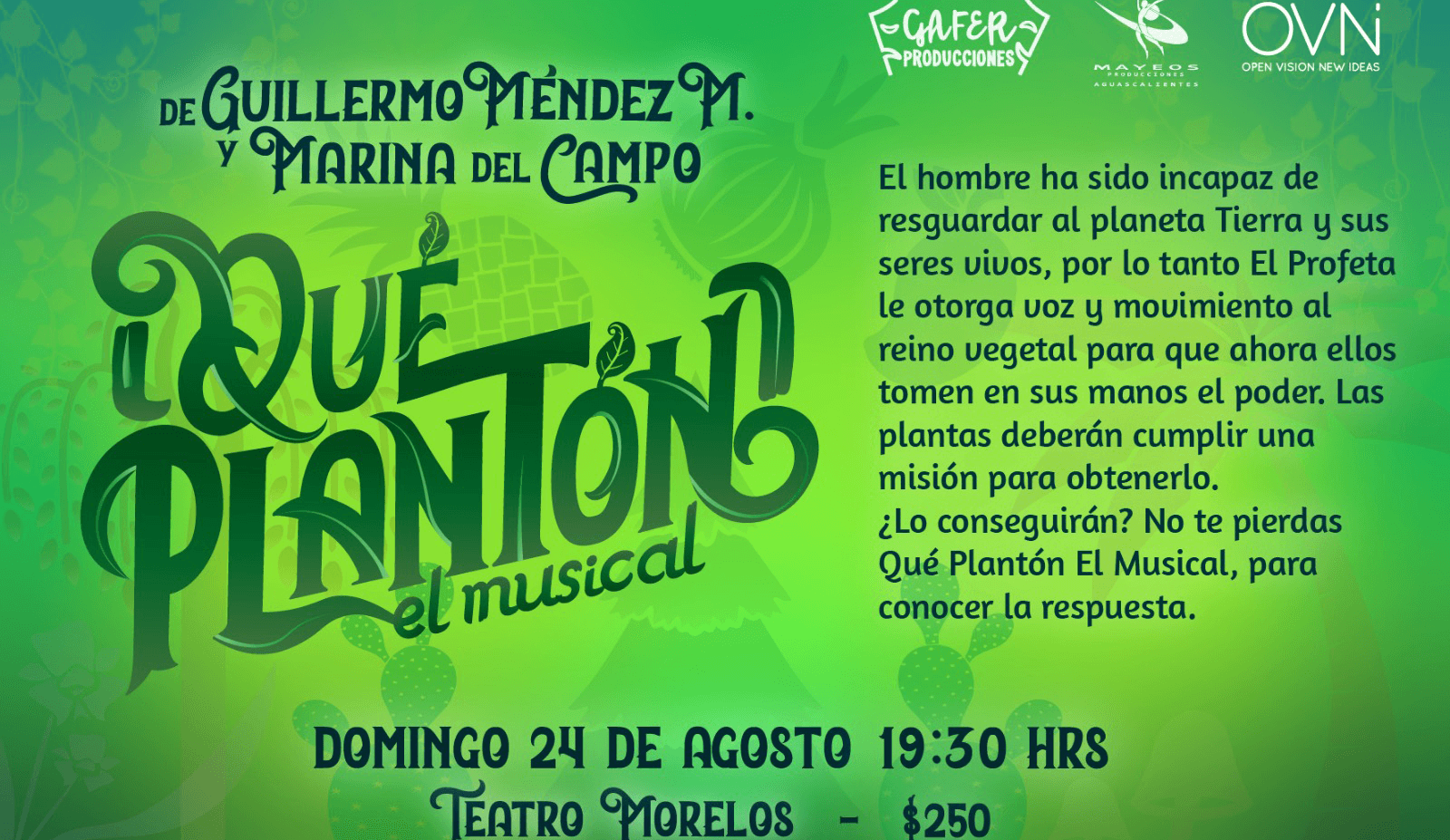 Boletos | ¡QUÉ PLANTÓN! EL MUSICAL EN AGUASCALIENTES 2025 | www ...
